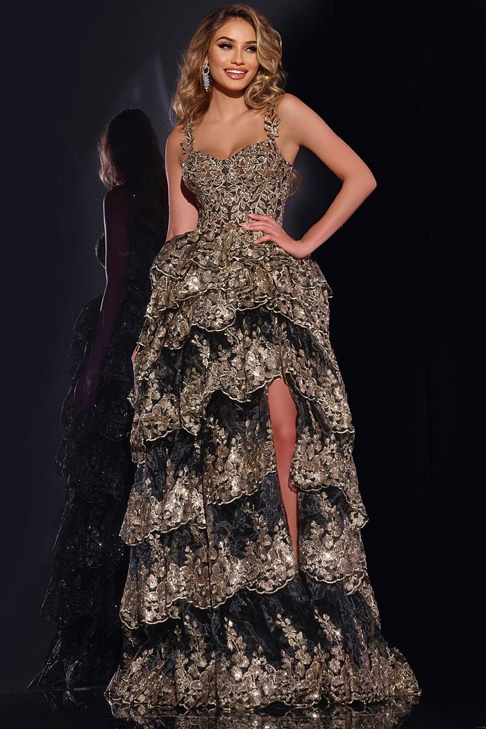 Black Layered Ballgown 37630 | Jovani