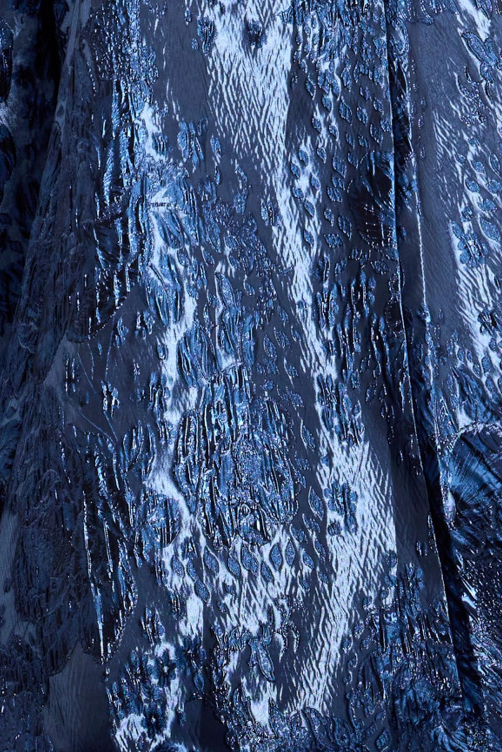 Gunmetal and Gold Strapless Gown with Cascading Ruffle 42028 | Jovani