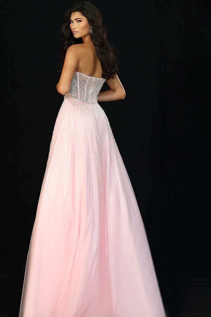 Beaded Corset Gown With Tulle Skirt 45885 | Jovani