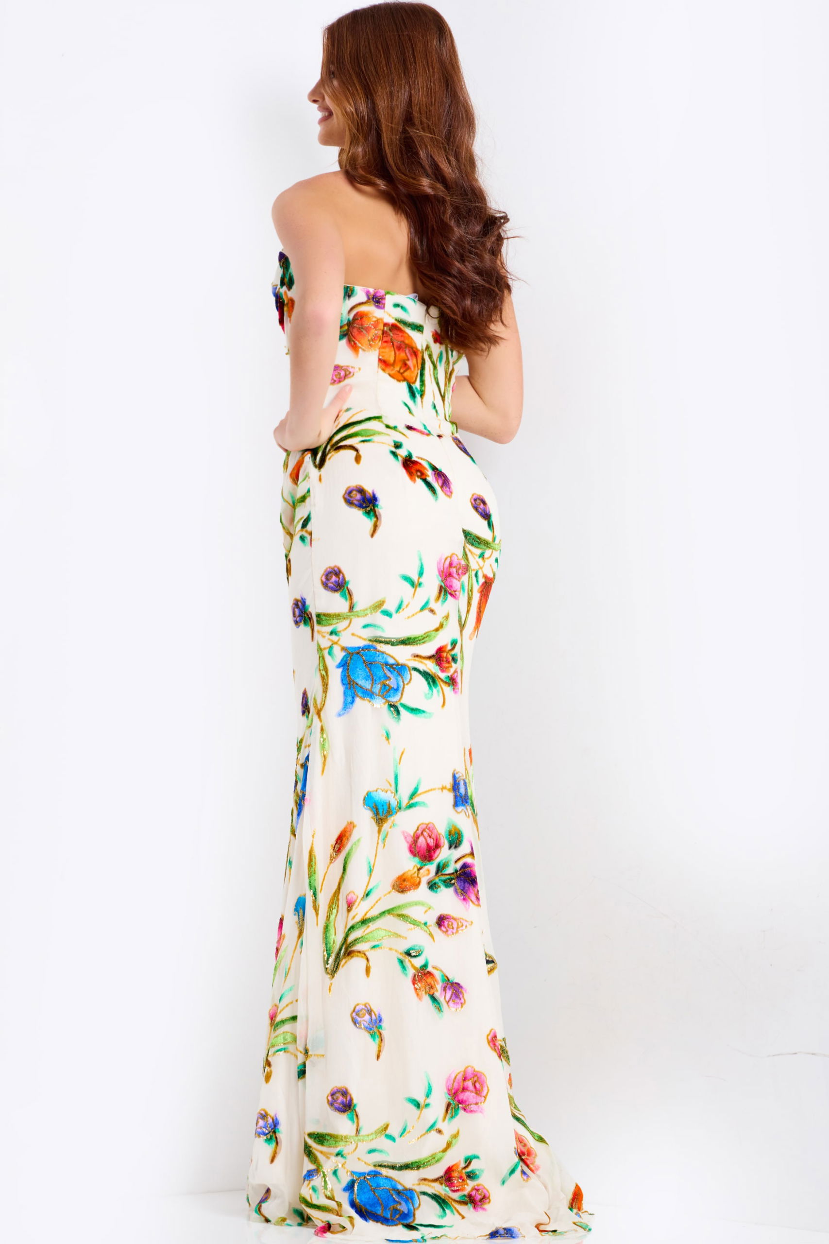 Floral Print Prom Dress With Cowl Neck 47626 | Jovani