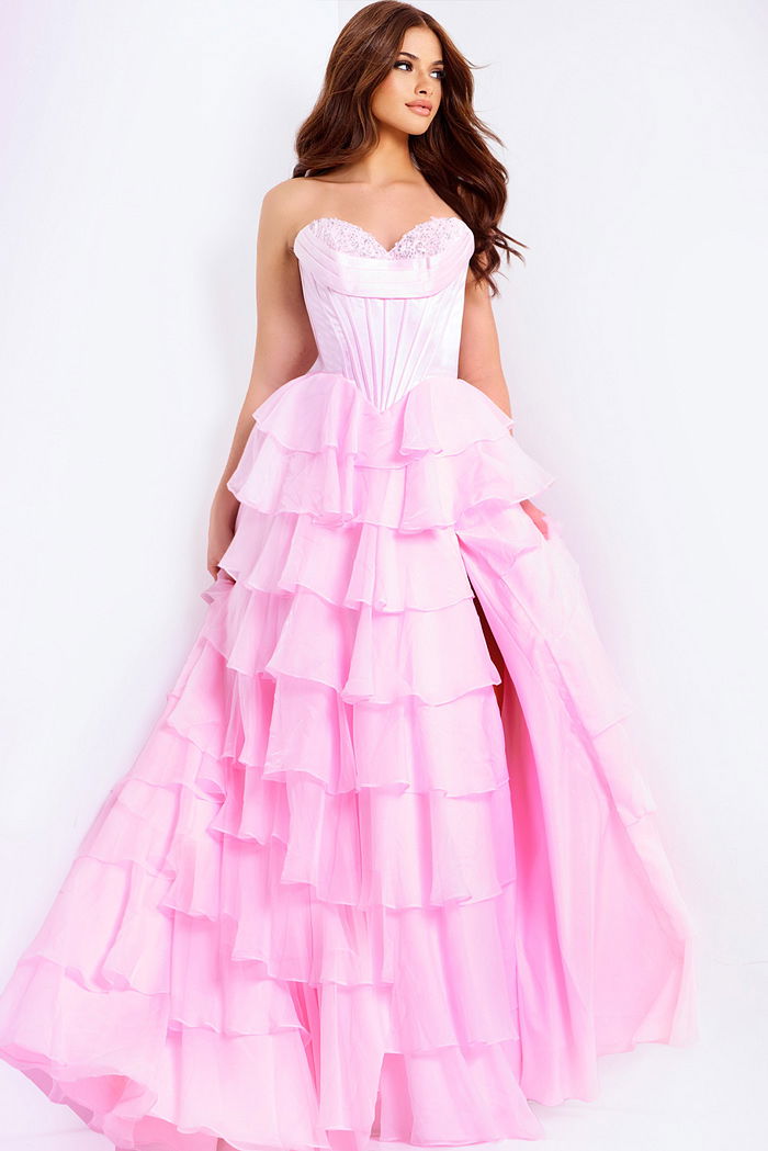 Strapless Tiered Ruffle Ball Gown Prom Dress 47762 | Jovani