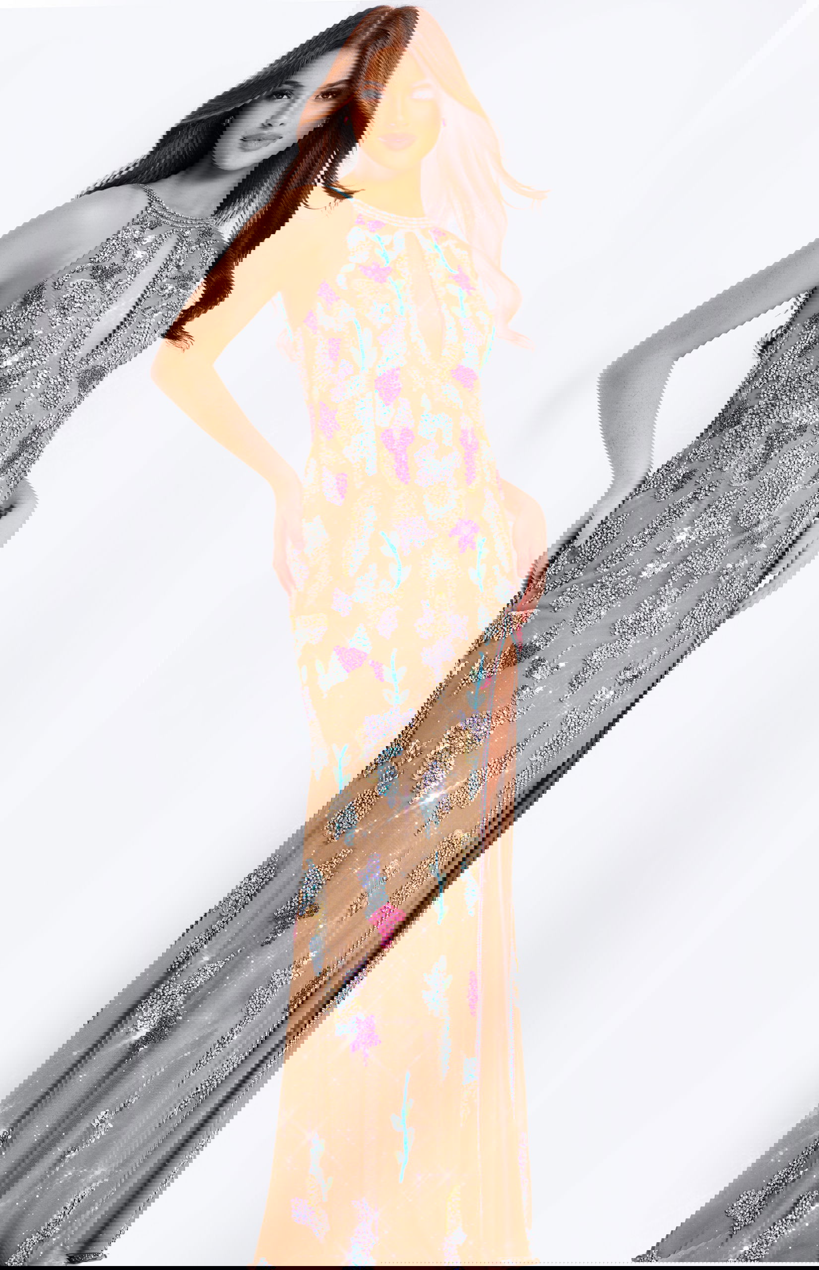 Keyhole Embellished Dress With Side Slit 48556 | Jovani