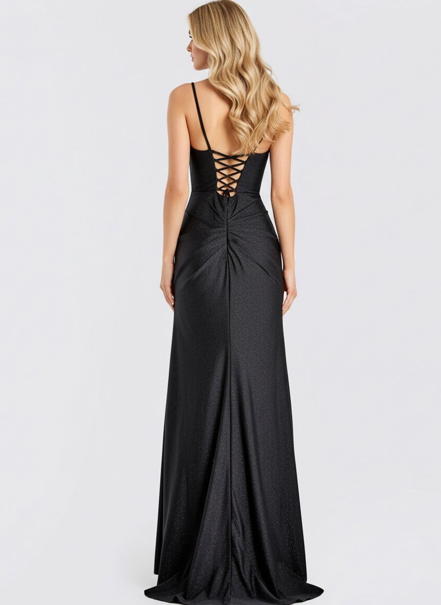 Spaghetti Strap Corset Gown with High Slit 49616 | Jovani